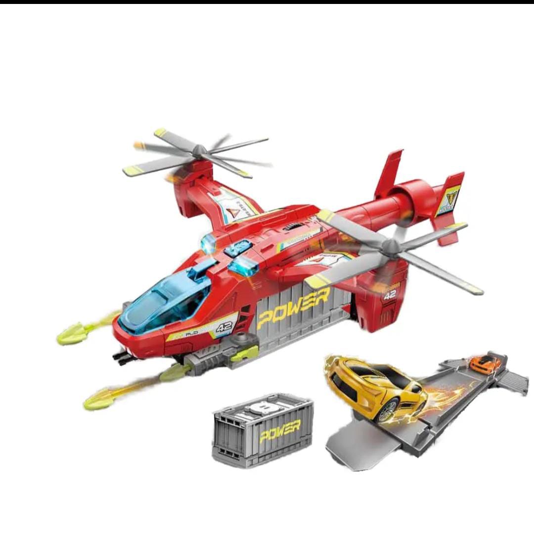 Light Music Aircraft Slot Toy with Ejection Storage Container and 2 Al ...