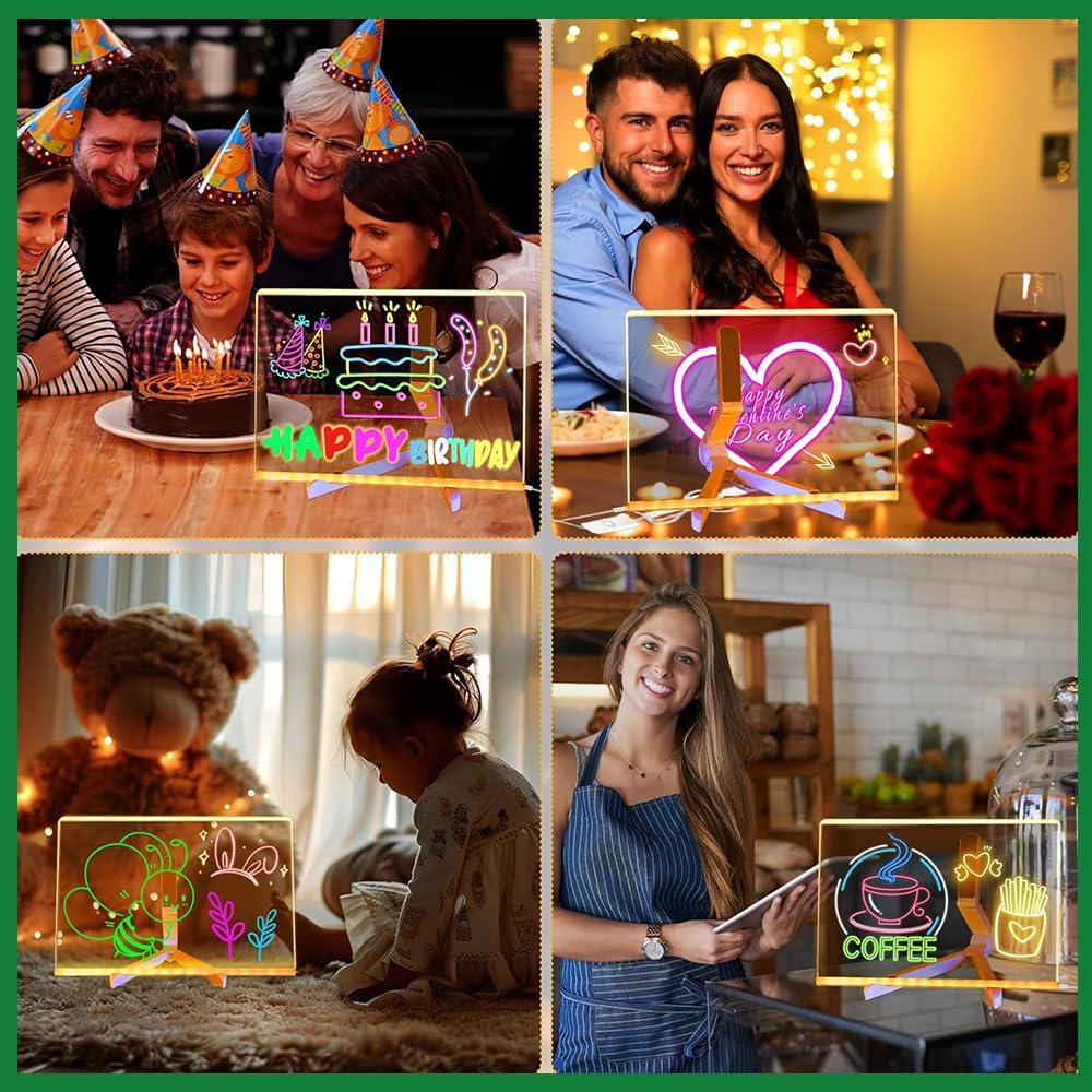 LED Acrylic Glow Board with 7-Color Light | Dry Erase Message Board wi ...