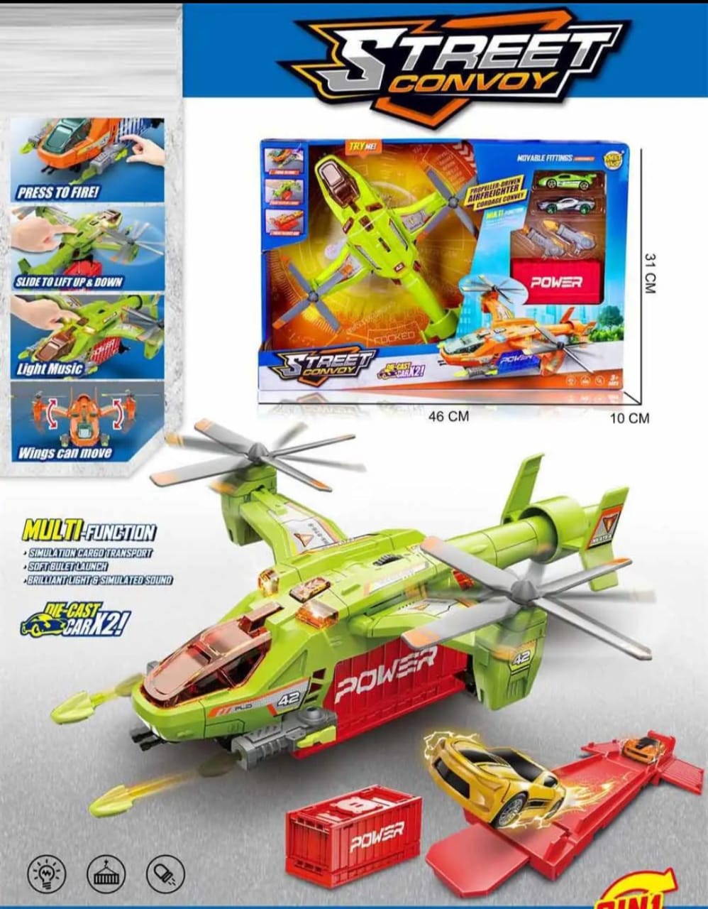 Light Music Aircraft Slot Toy with Ejection Storage Container and 2 Al ...