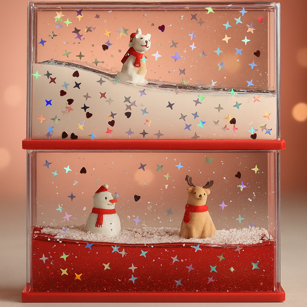 Floating Christmas Wonderland Liquid Motion Decor Pack of 2 (Red & Whi ...